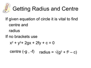 Circles getting centre and radius 13 | PPT