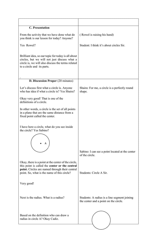 CIRCLES LESSON PLAN.pdf | Drawing and Sketching | Arts and Crafts