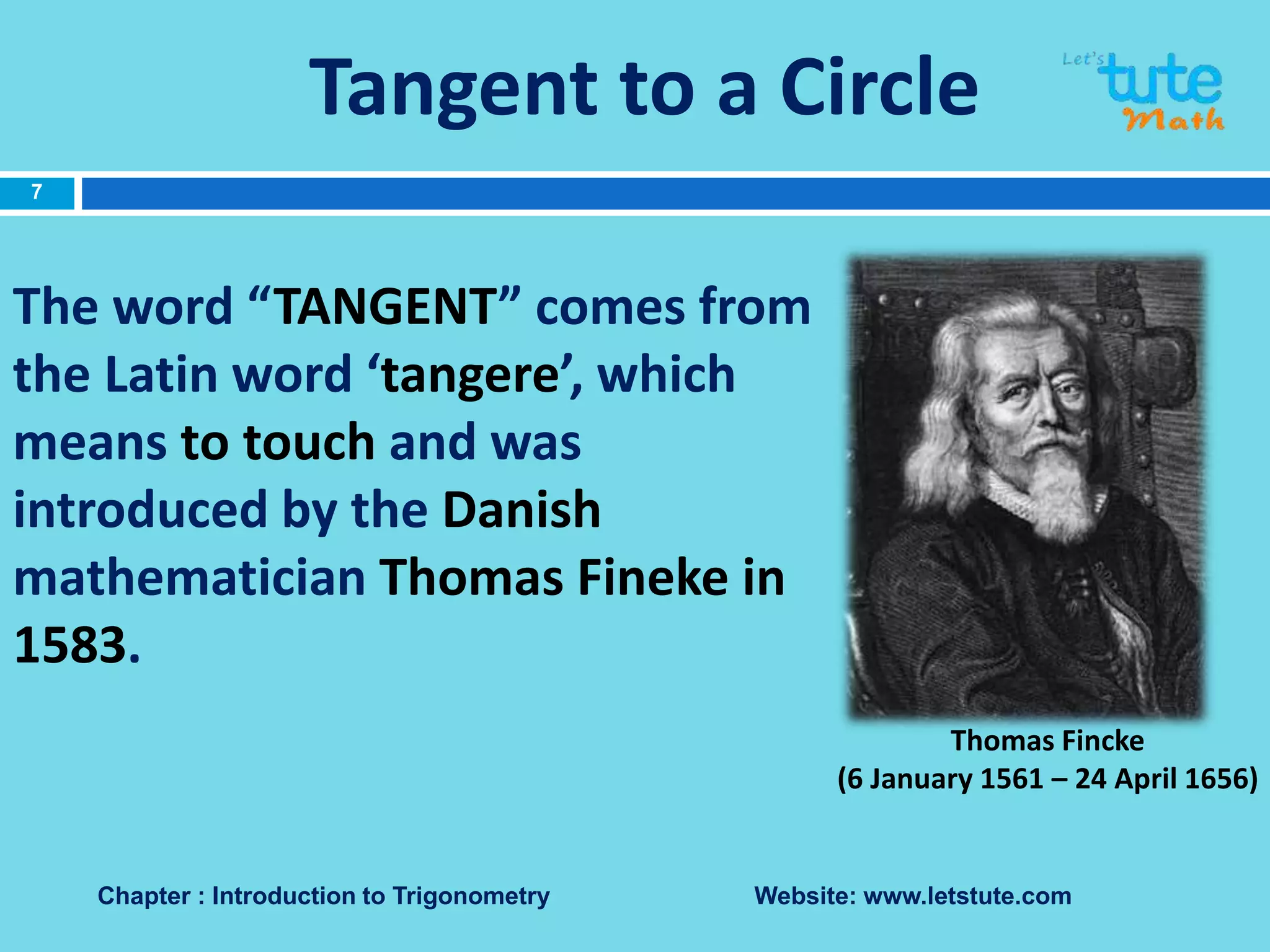 Circle - Tangent for class 10th students and grade x maths and ...