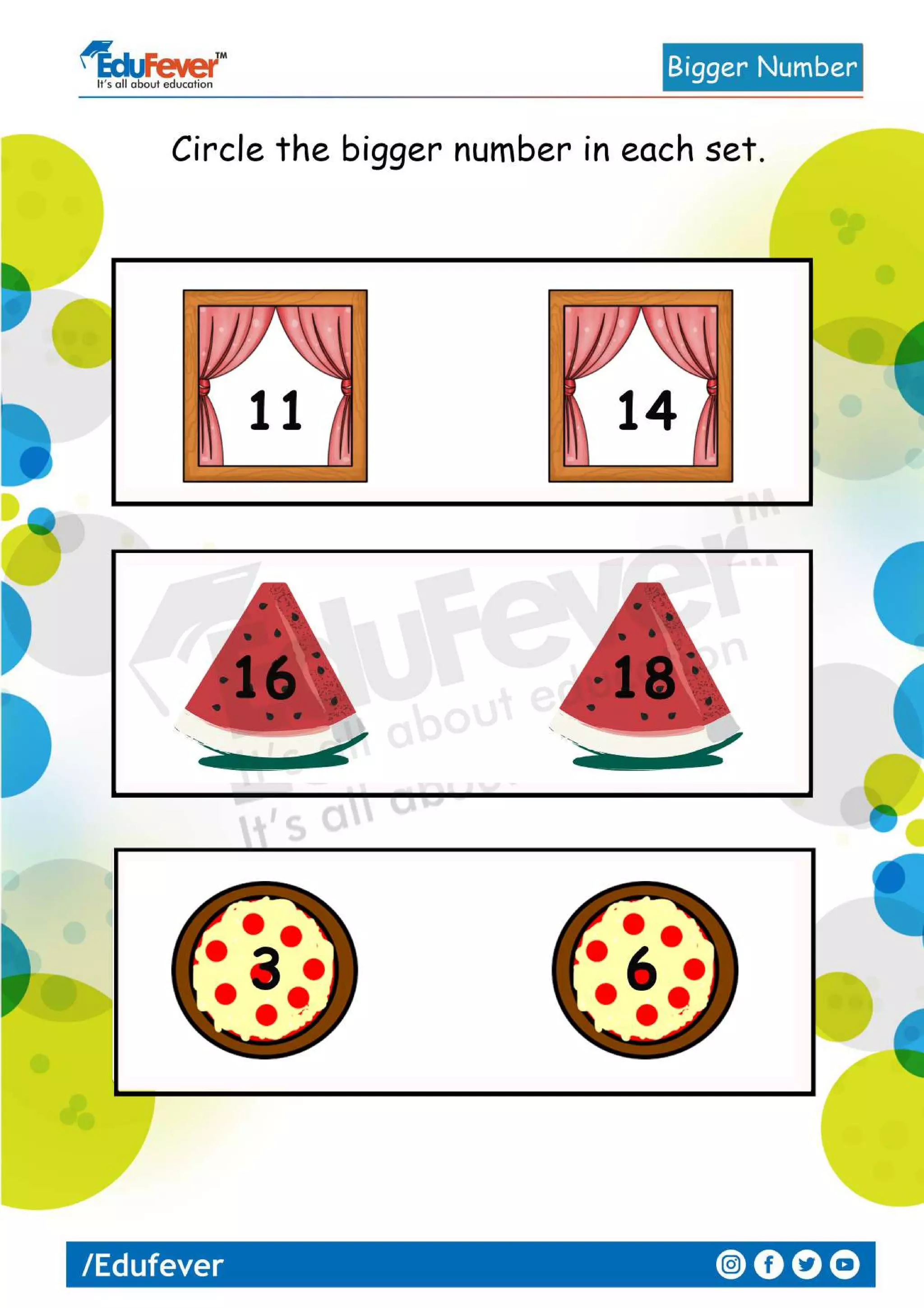 Circle the Bigger Number LKG Worksheet | PDF