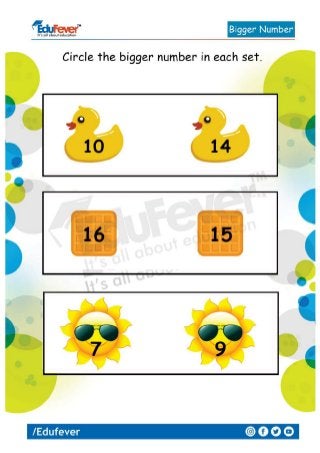 Circle the Bigger Number - LKG Maths Worksheet