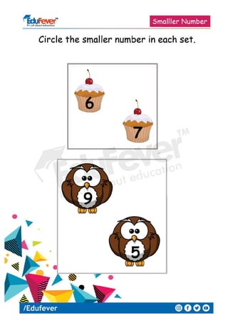 Circle the Smaller Number - LKG Worksheet | PDF
