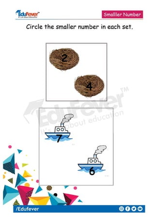 Circle the Smaller Number - LKG Worksheet | PDF