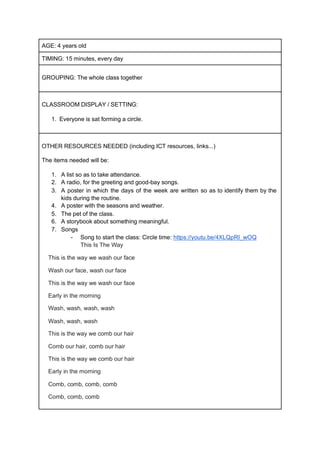 CIRCLE TIME AND ITS ACTIVITIES TO DO | PDF