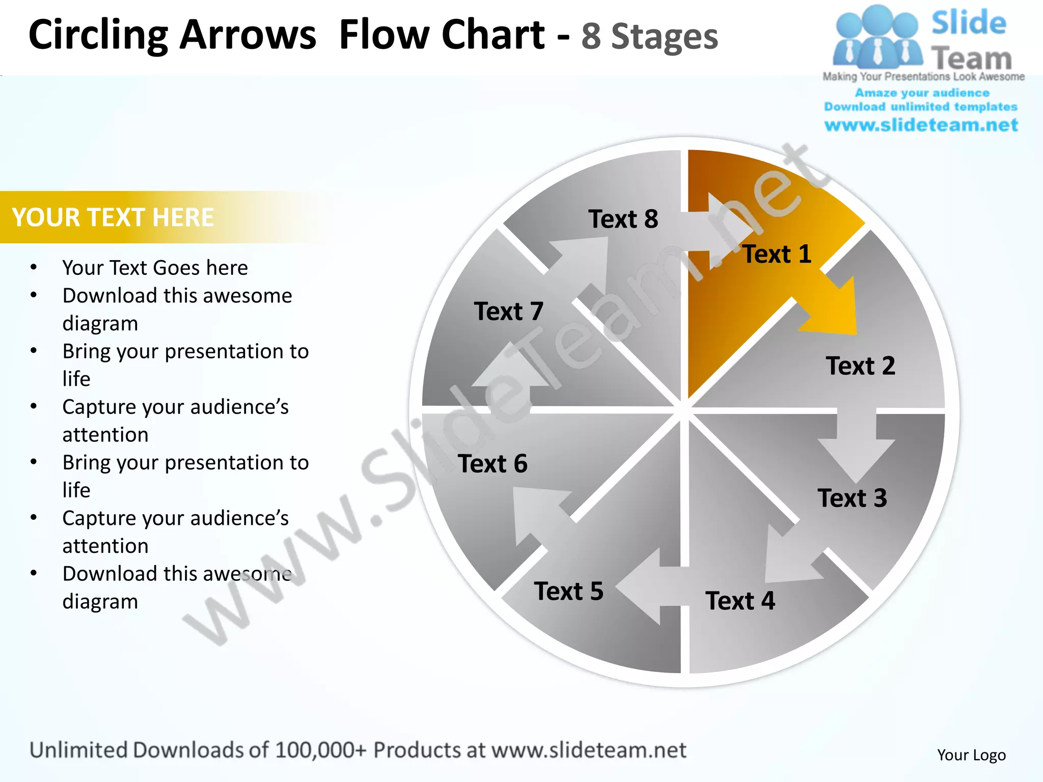 Circling arrows flow chart 8 stages powerpoint templates 0712 | PPT