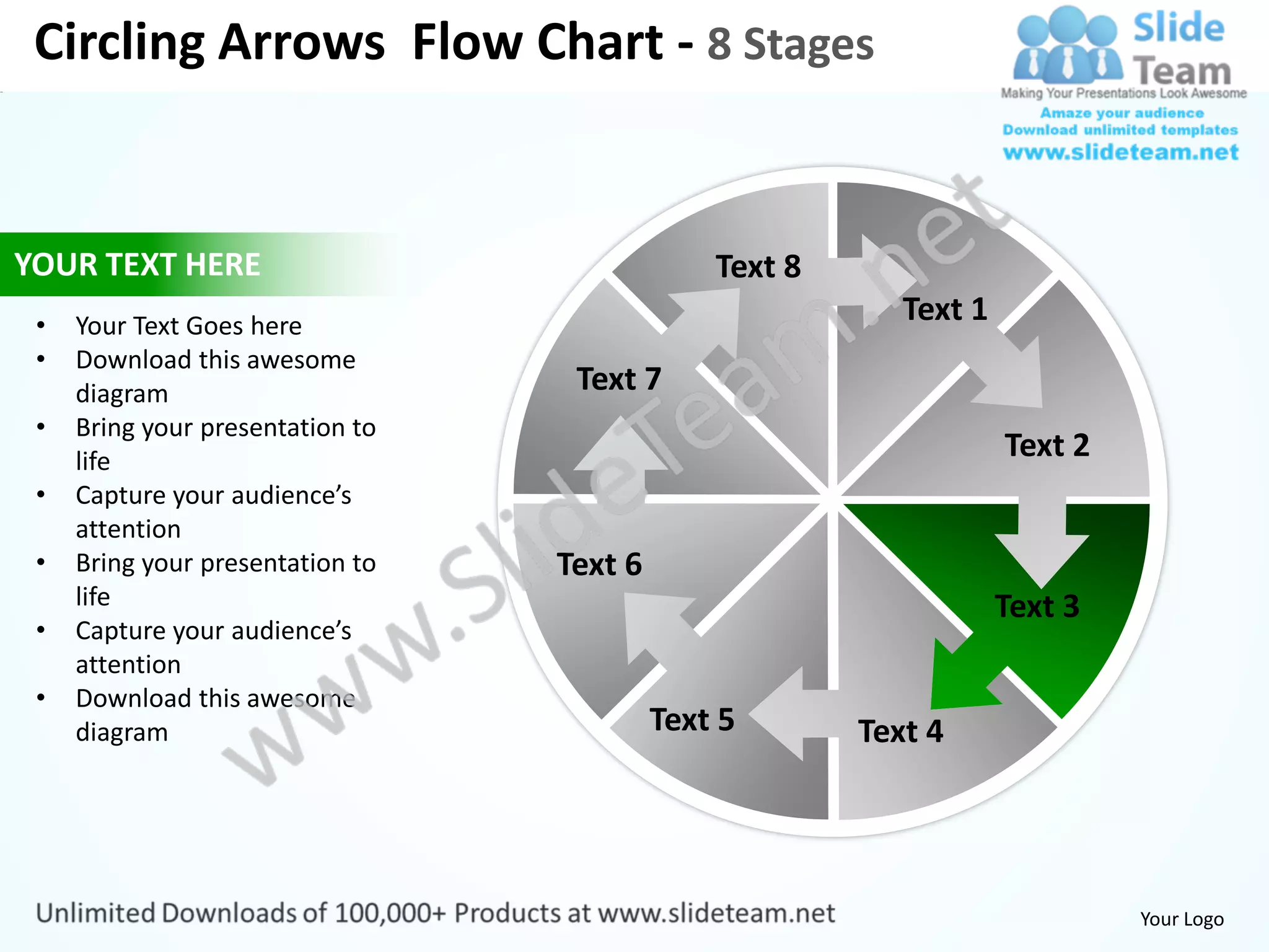 Circling arrows flow chart 8 stages powerpoint templates 0712 | PPT