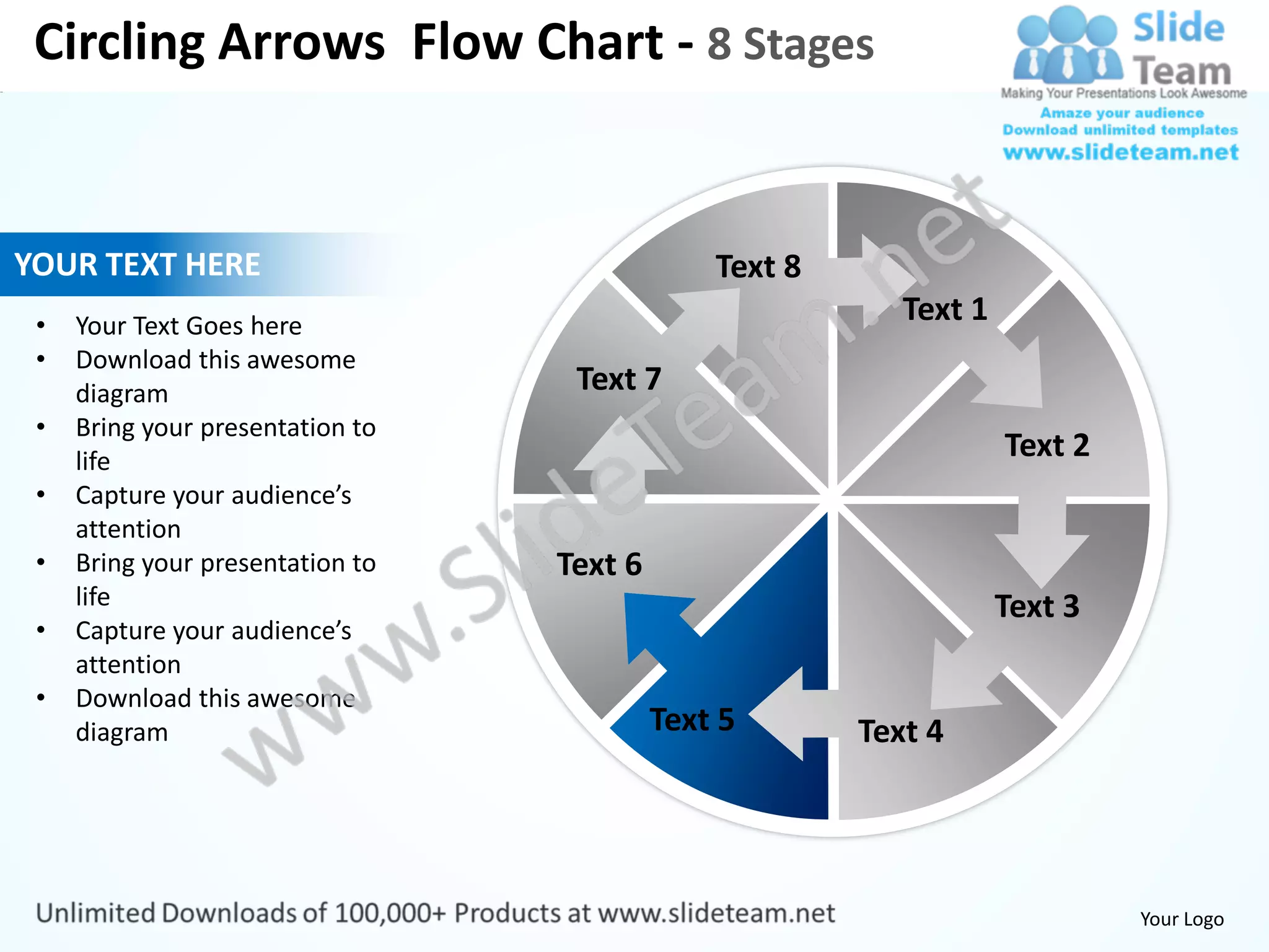 Circling arrows flow chart 8 stages powerpoint templates 0712 | PPT