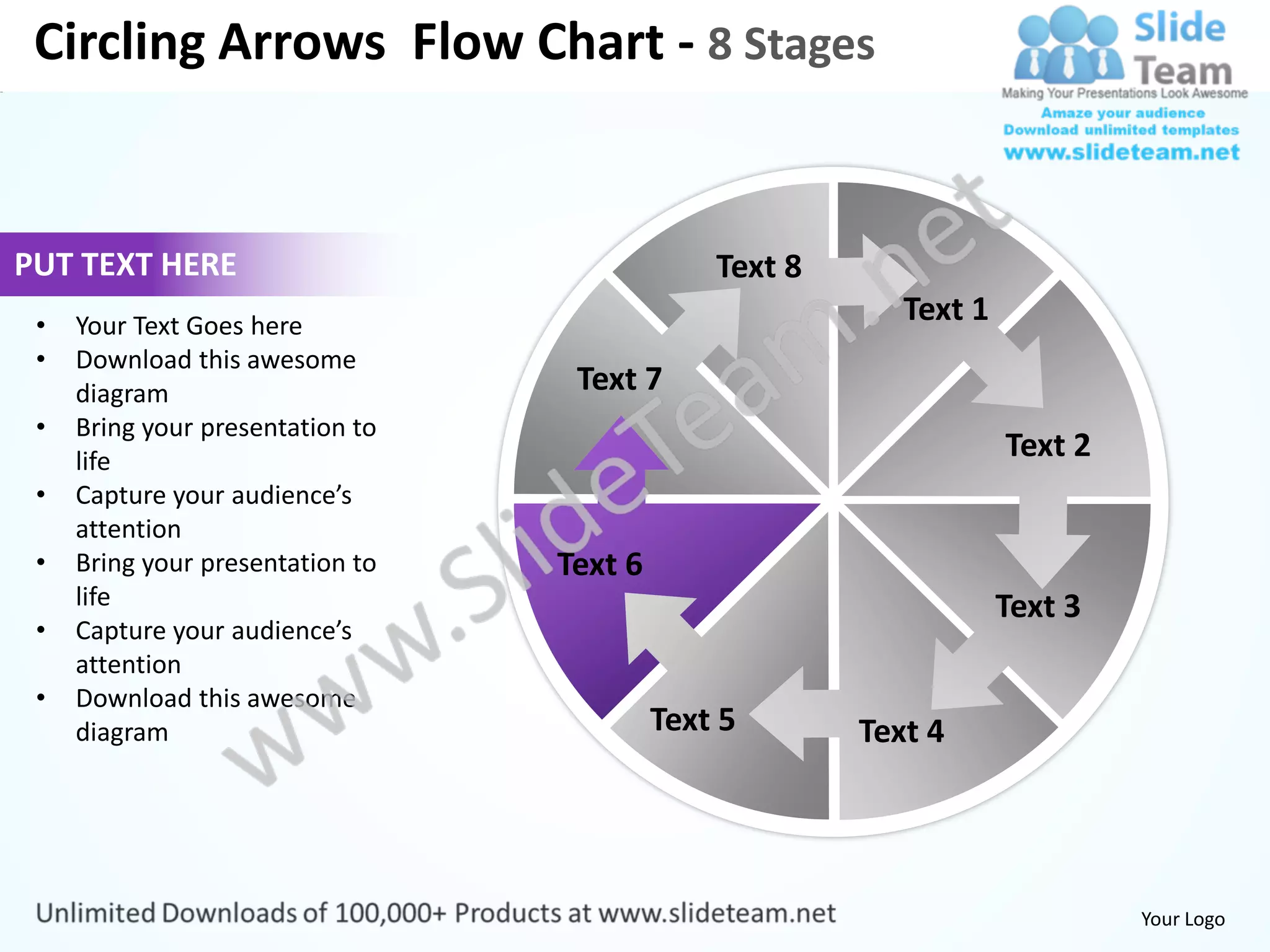 Circling arrows flow chart 8 stages powerpoint templates 0712 | PPT