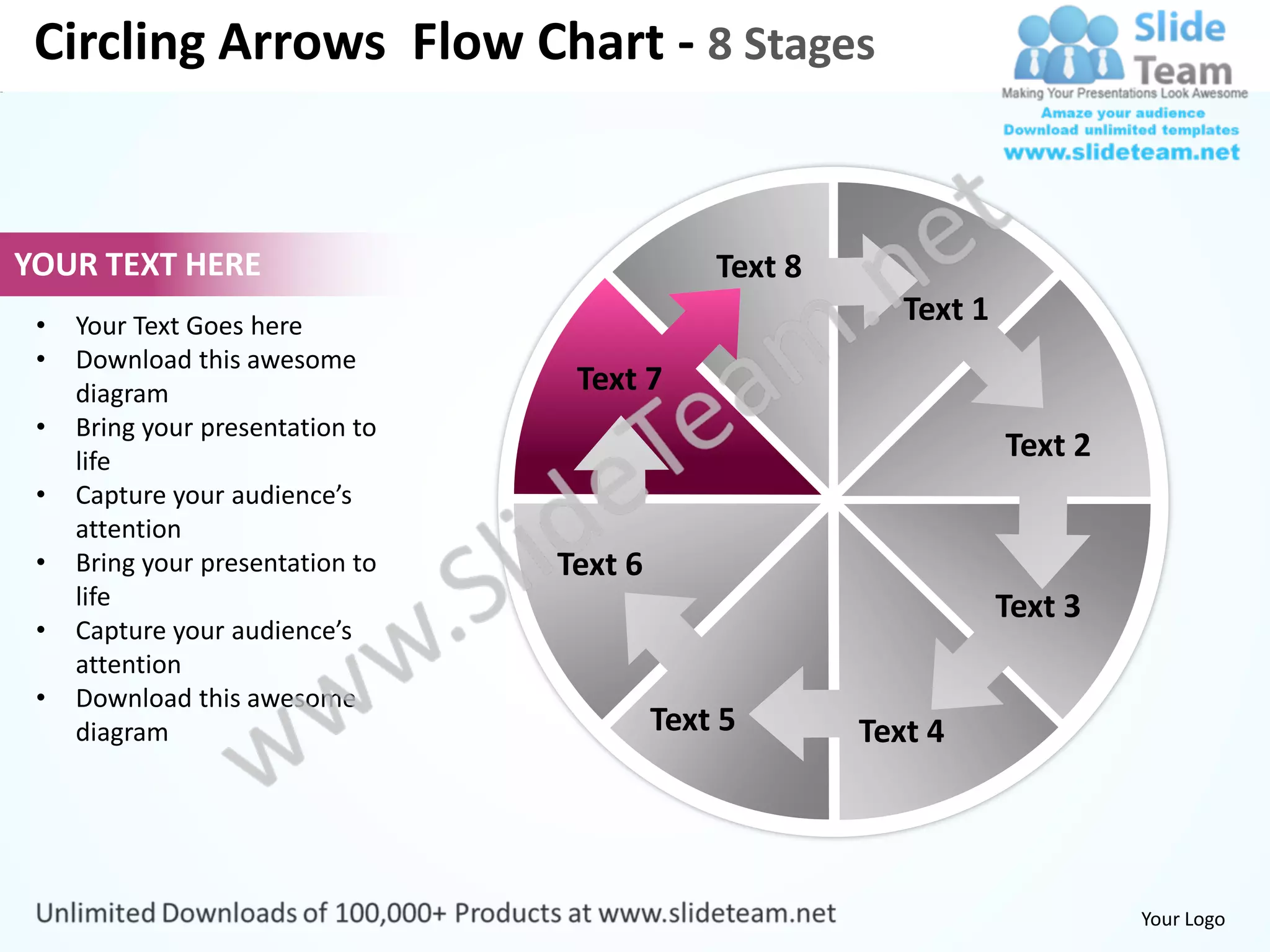 Circling arrows flow chart 8 stages powerpoint templates 0712 | PPT