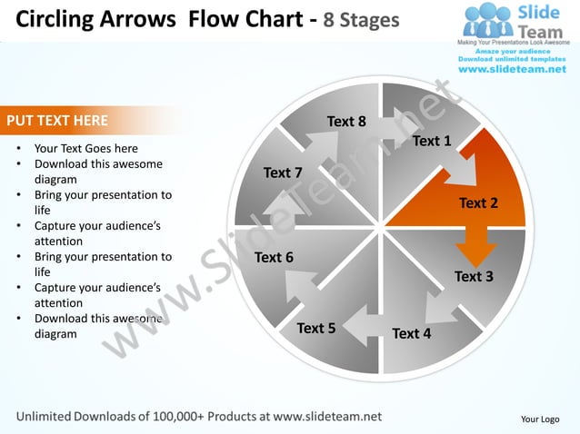 Circling arrows flow chart 8 stages powerpoint templates 0712 | PPT