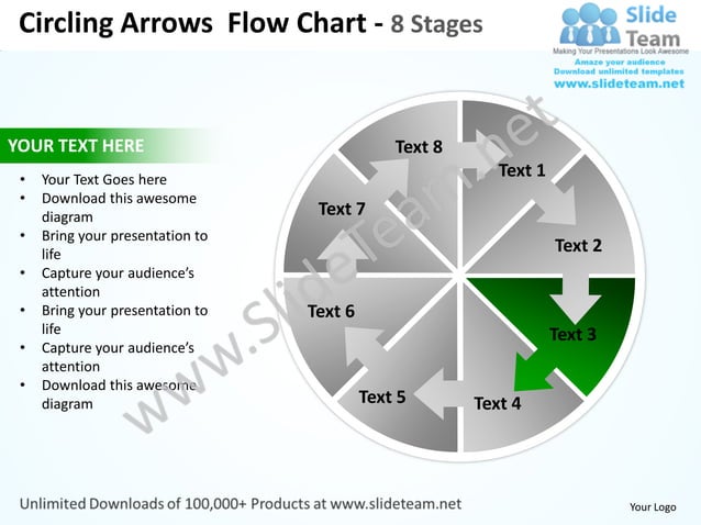 Circling arrows flow chart 8 stages powerpoint templates 0712 | PPT