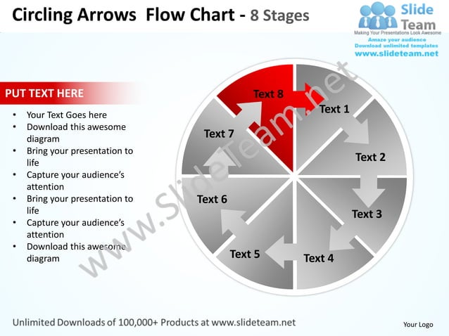 Circling arrows flow chart 8 stages powerpoint templates 0712 | PPT