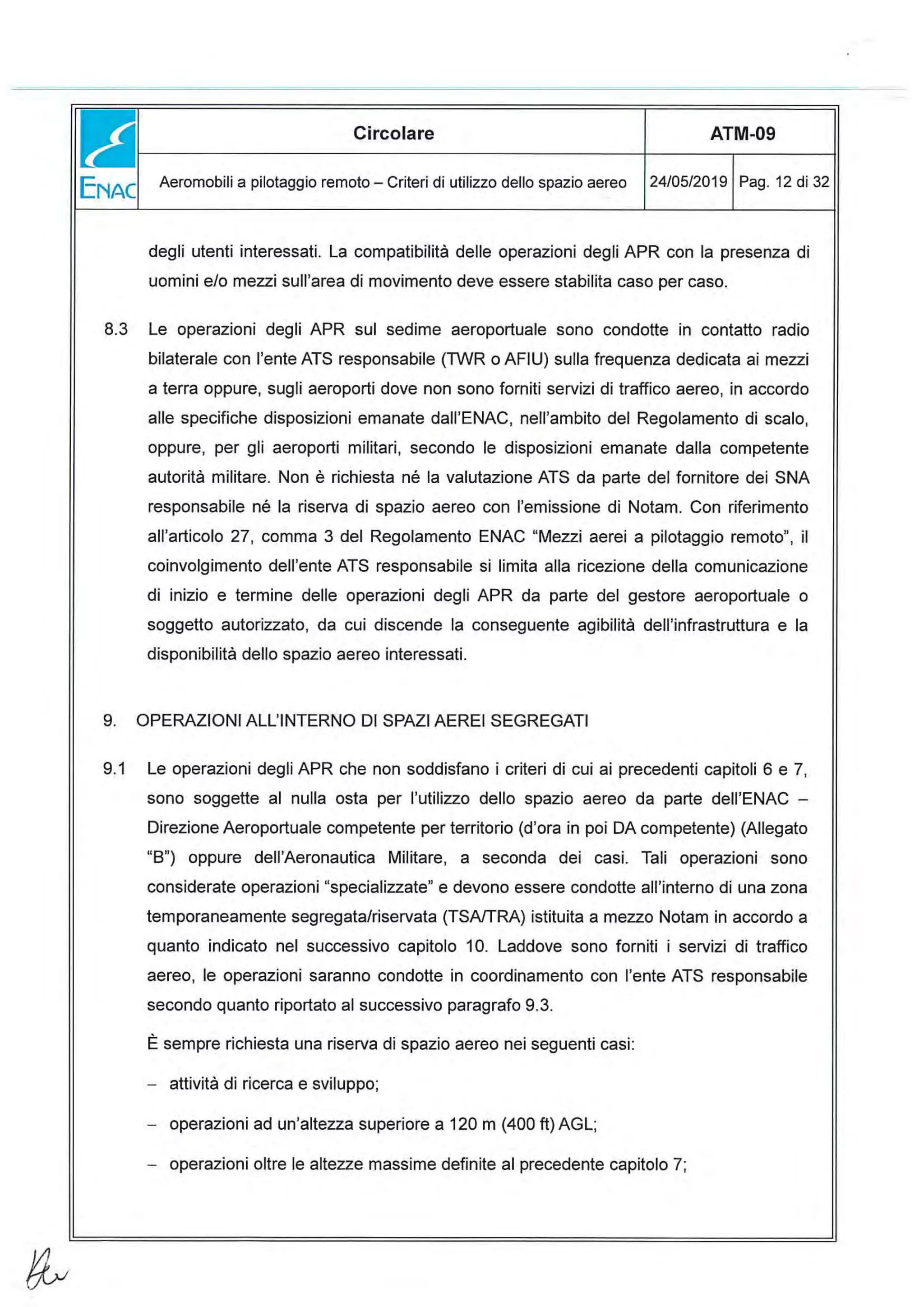 Circolare ATM-09: Aeromobili a pilotaggio remoto criteri di utilizzo ...