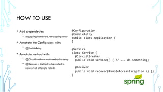 Circuit breakers - Using Spring-Boot + Hystrix + Dashboard + Retry | PDF