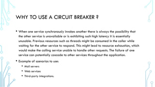 Circuit breakers - Using Spring-Boot + Hystrix + Dashboard + Retry | PDF