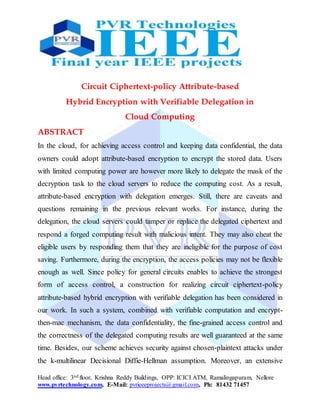 Circuit ciphertext policy attribute-based hybrid encryption with verifiable | PDF