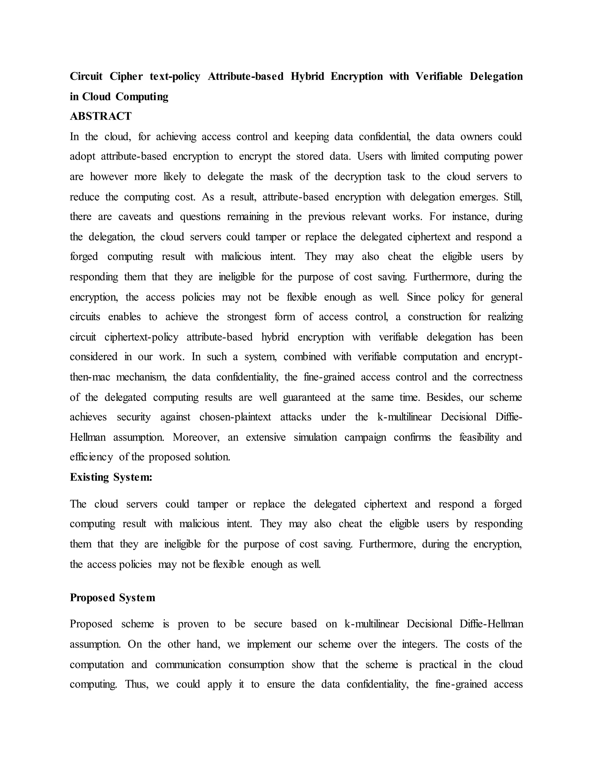 Circuit Ciphertext Policy Attribute Based Hybrid Encryption With Verifiable Pdf