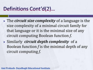 Circuit complexity | PPT