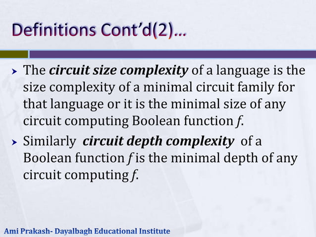 Circuit complexity | PPT