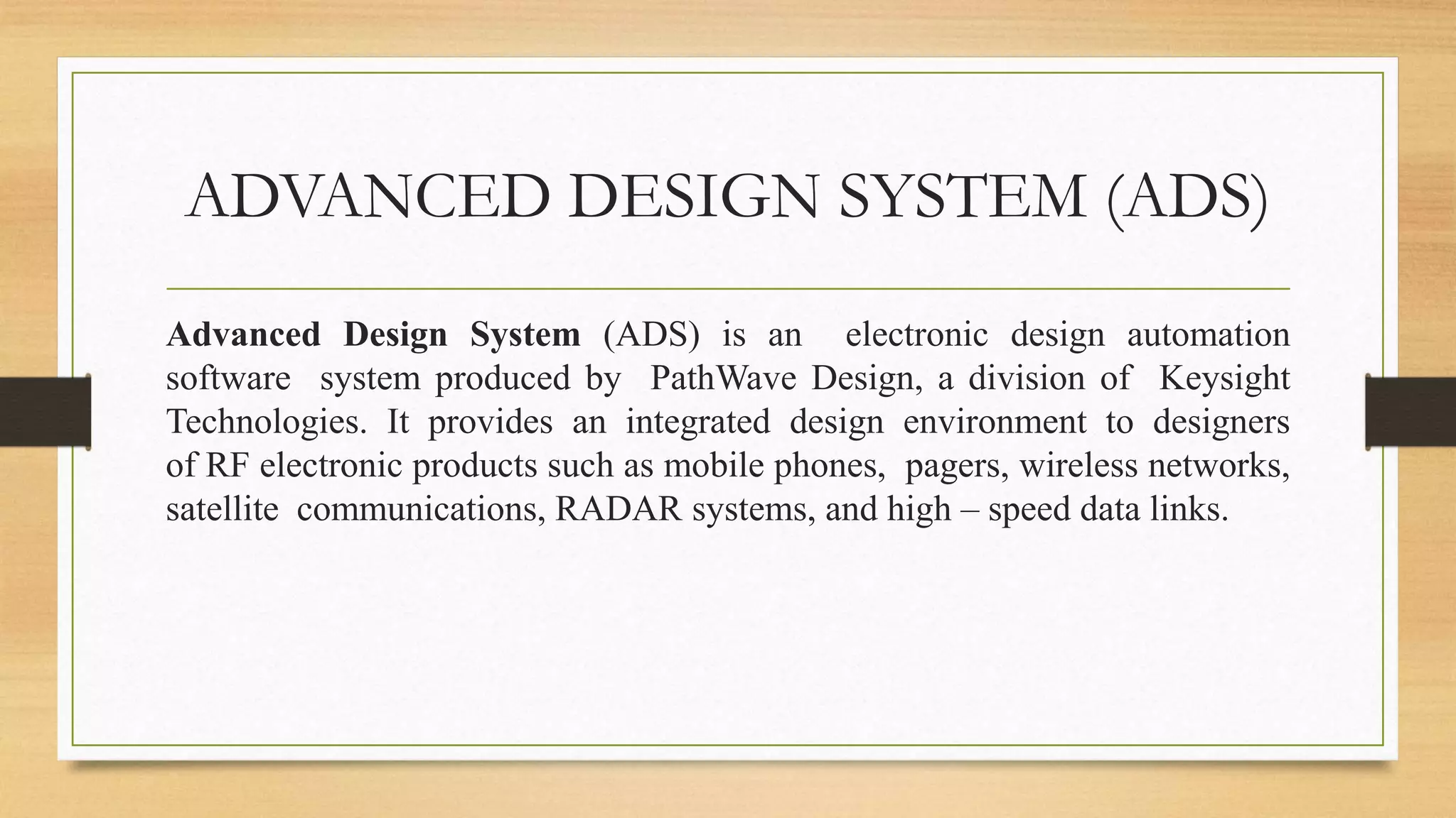Circuit Design Using ADS | PPTX