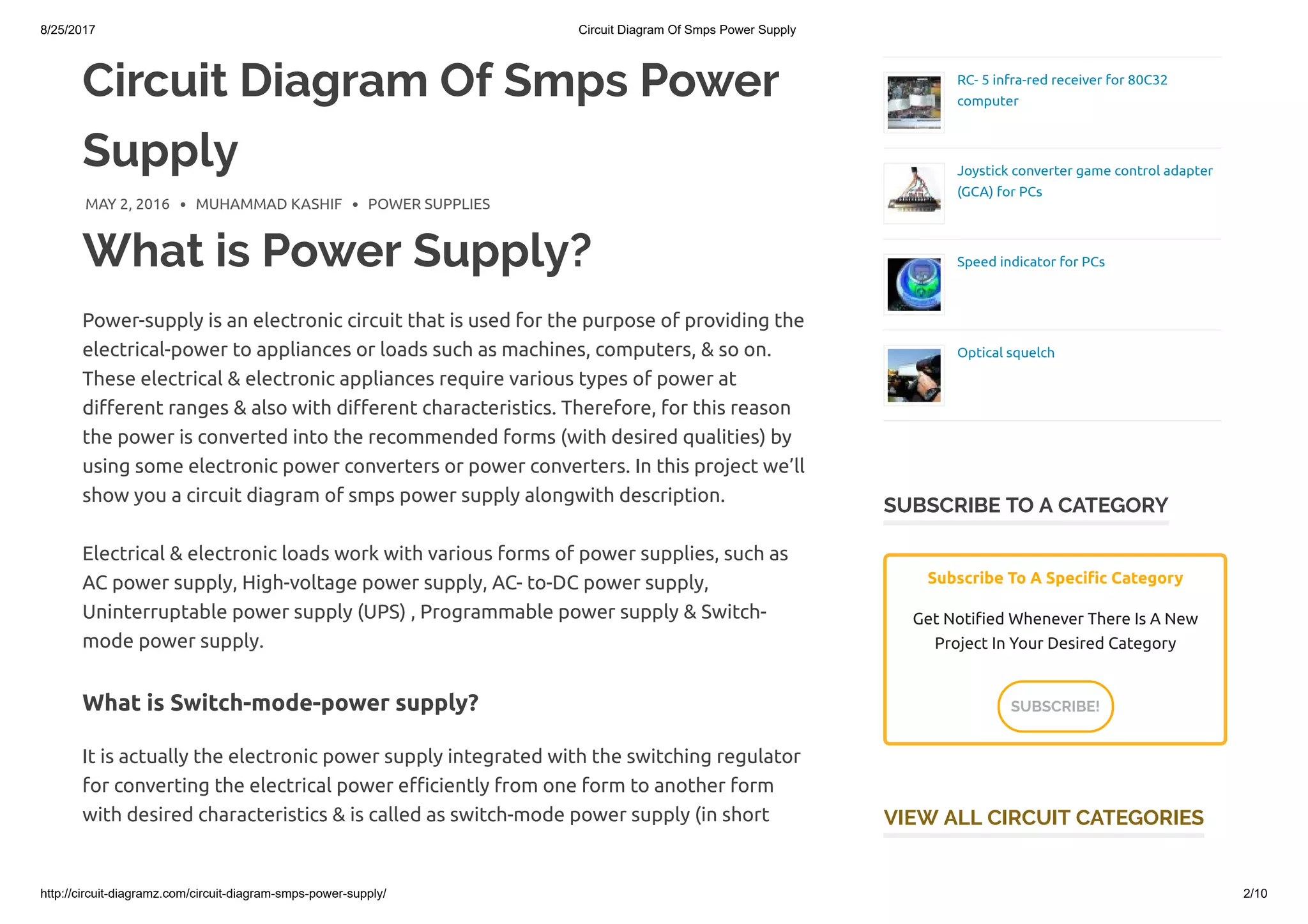 Circuit diagram of smps power supply | PDF