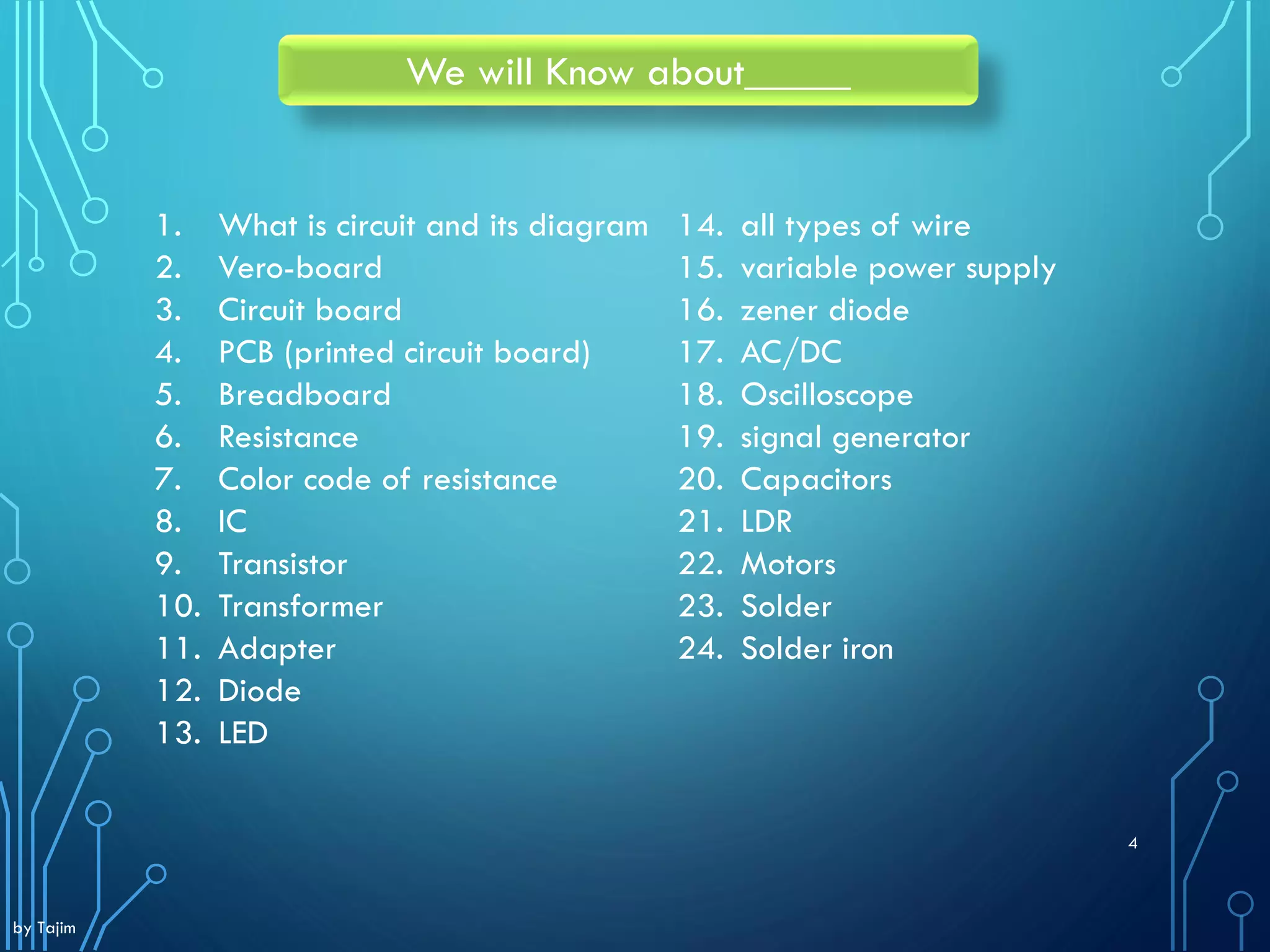 Circuit lab 1 introduction to circuits and equipments@taj | PPT