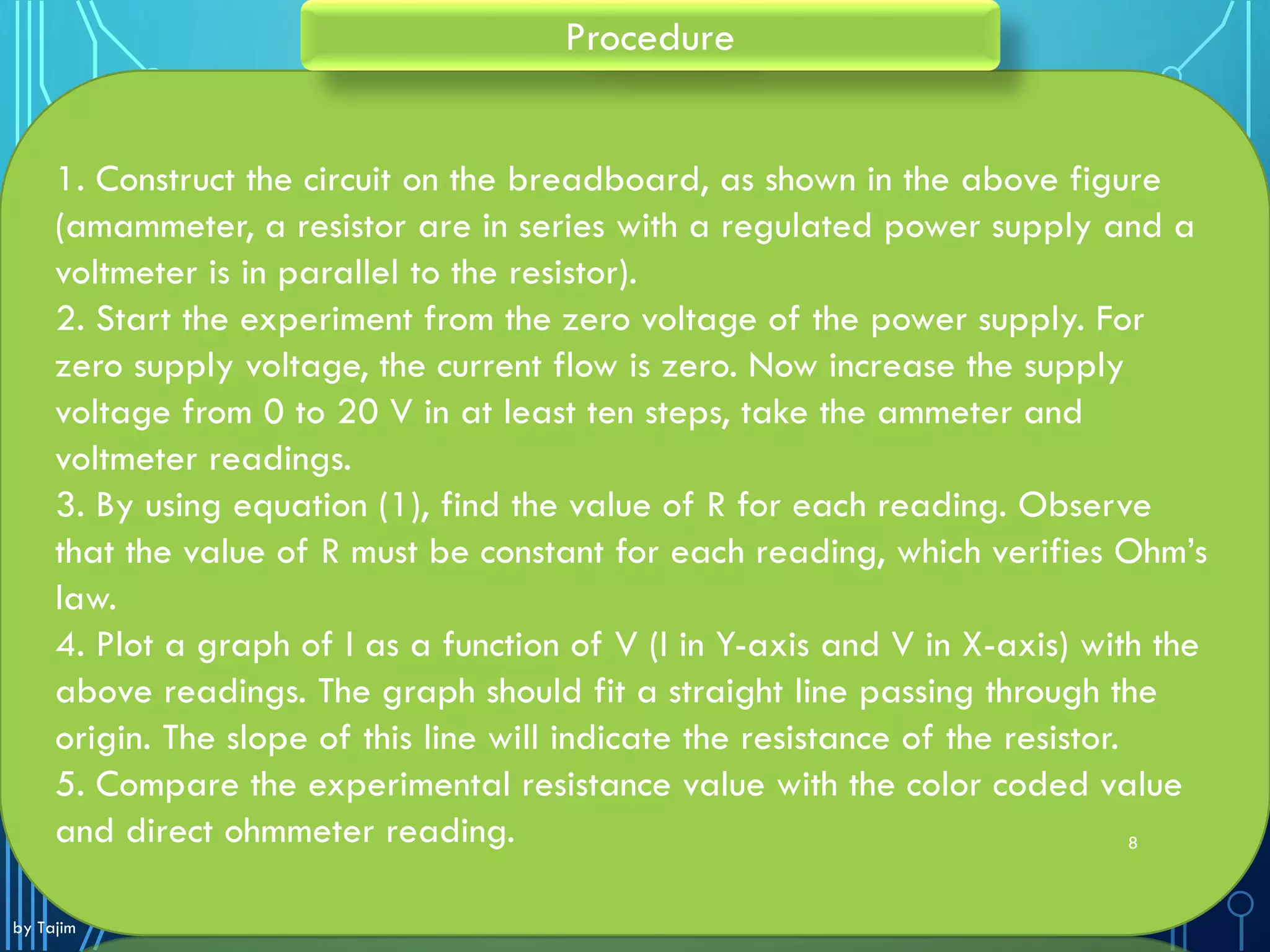 Circuit lab 4 verification of ohm's law@taj | PDF