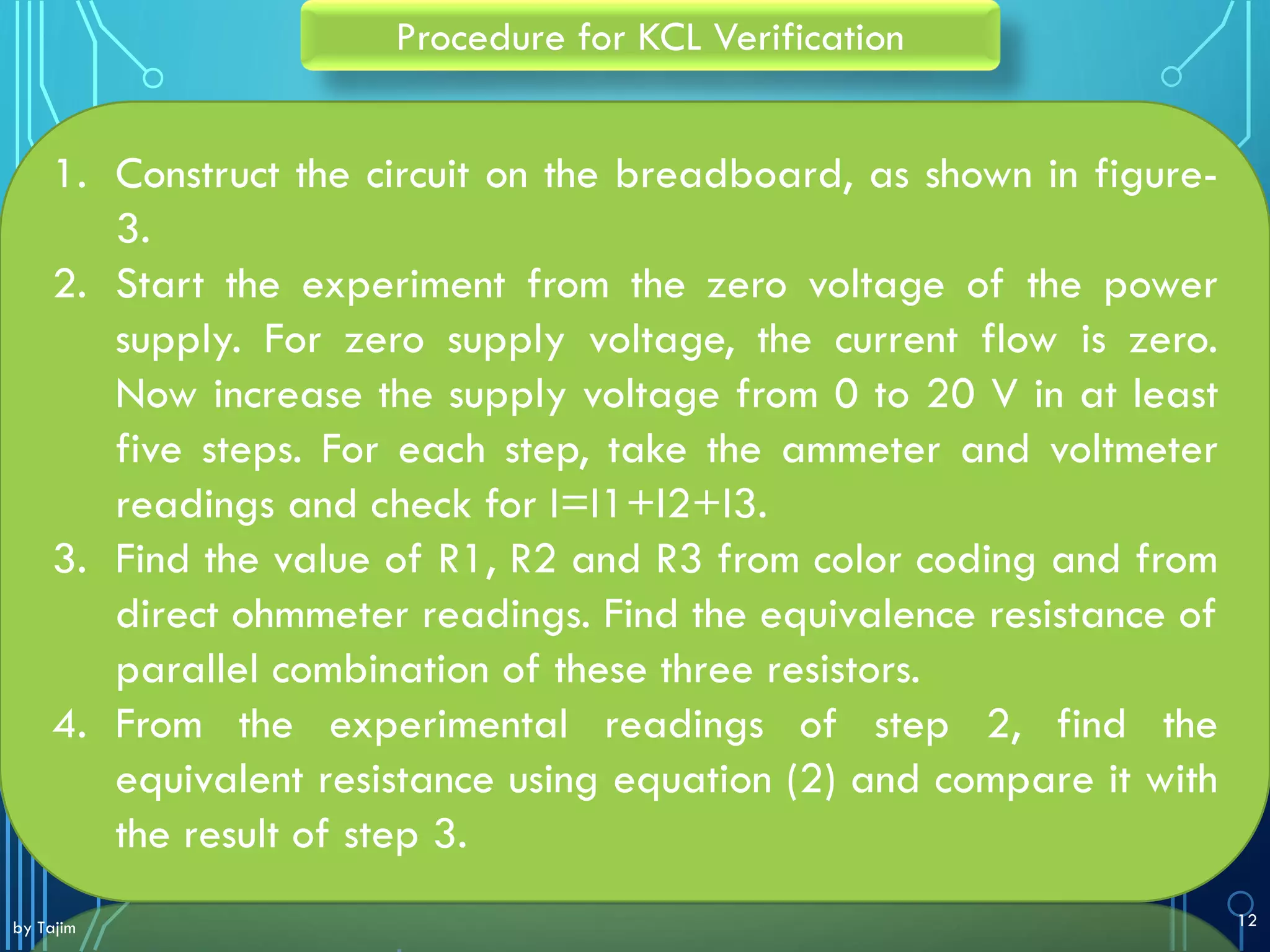 Circuit lab 6 kirchoff’s current law (kcl)@taj | PDF
