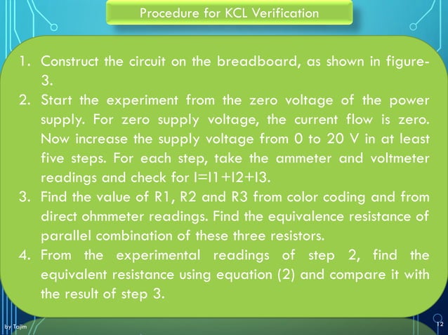 Circuit lab 6 kirchoff’s current law (kcl)@taj | PPT
