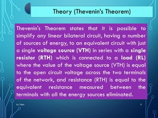 Circuit lab 8 verification of thevenin's theorem@taj | PDF