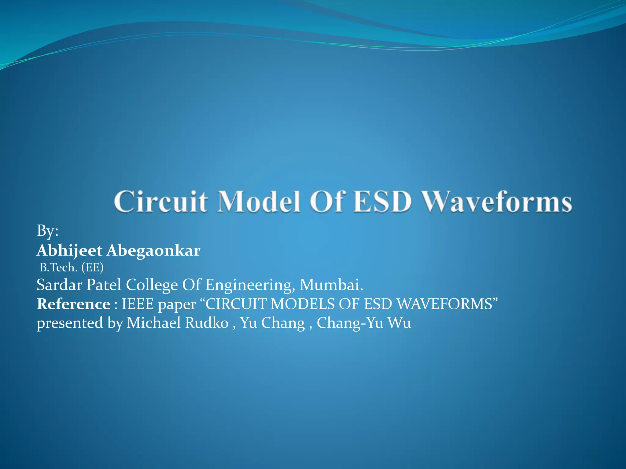Circuit model of ESD waveforms | PPT