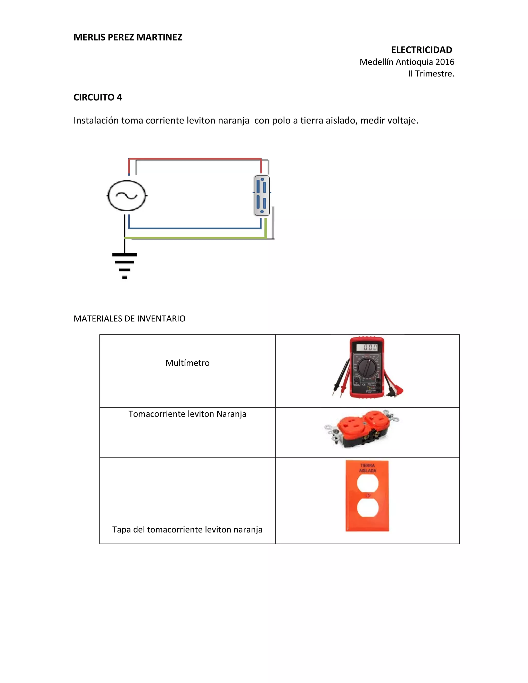 Circuito toma corriente leviton naranja con polo a tierra aislado ...