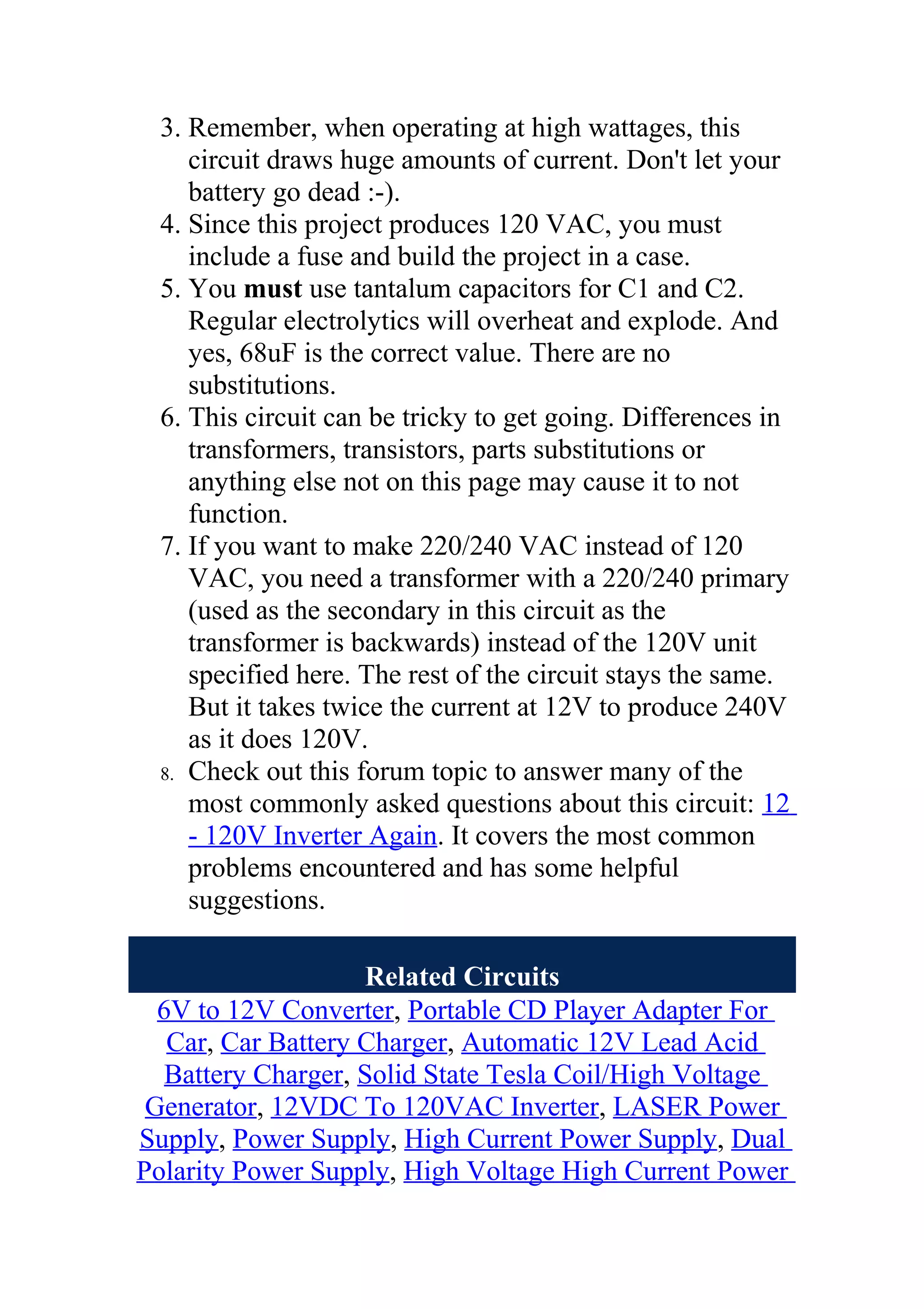 Circuito de inversor de 12vdc a 120 v ac | DOC