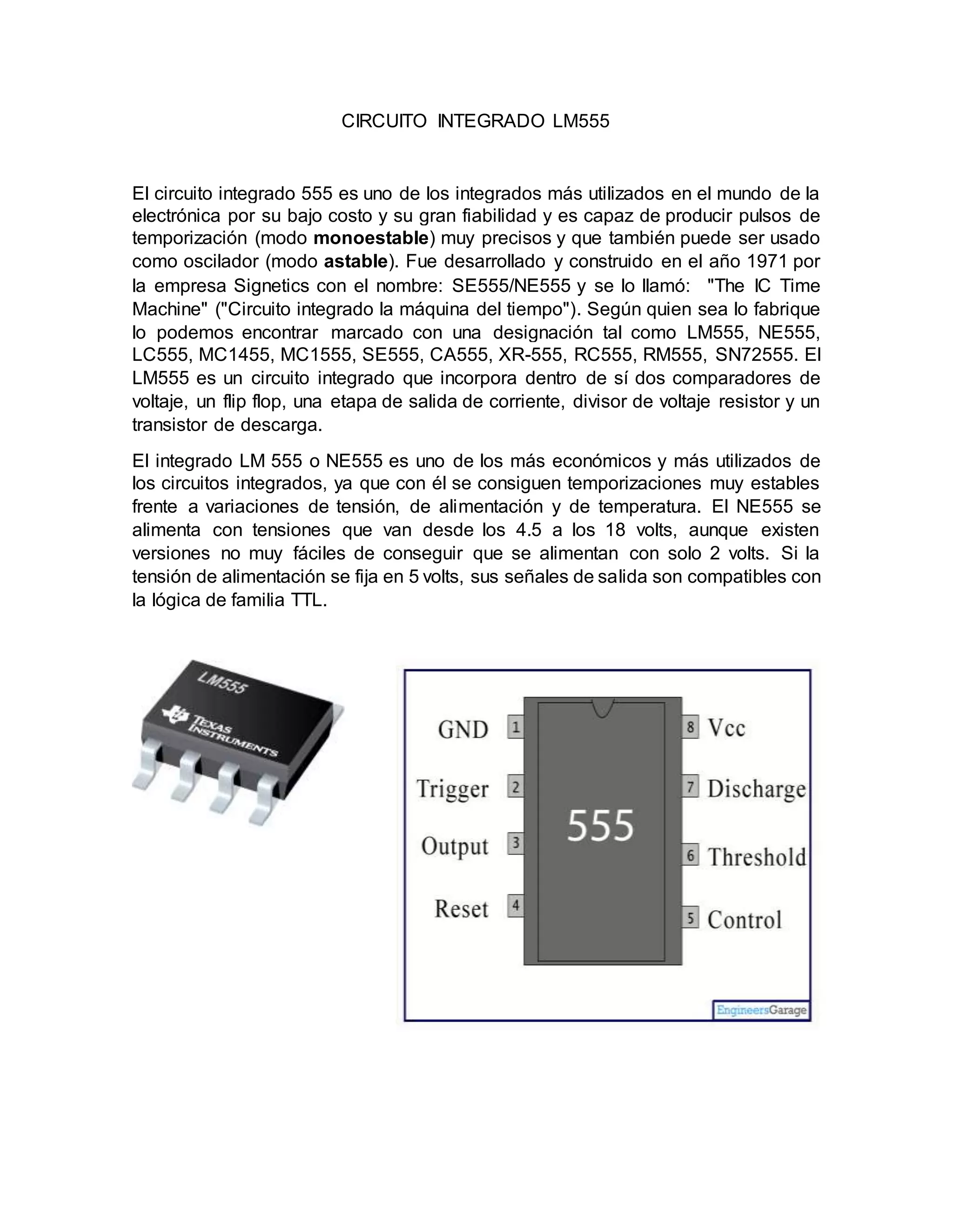 CIRCUITO INTEGRADO LM555 | DOCX