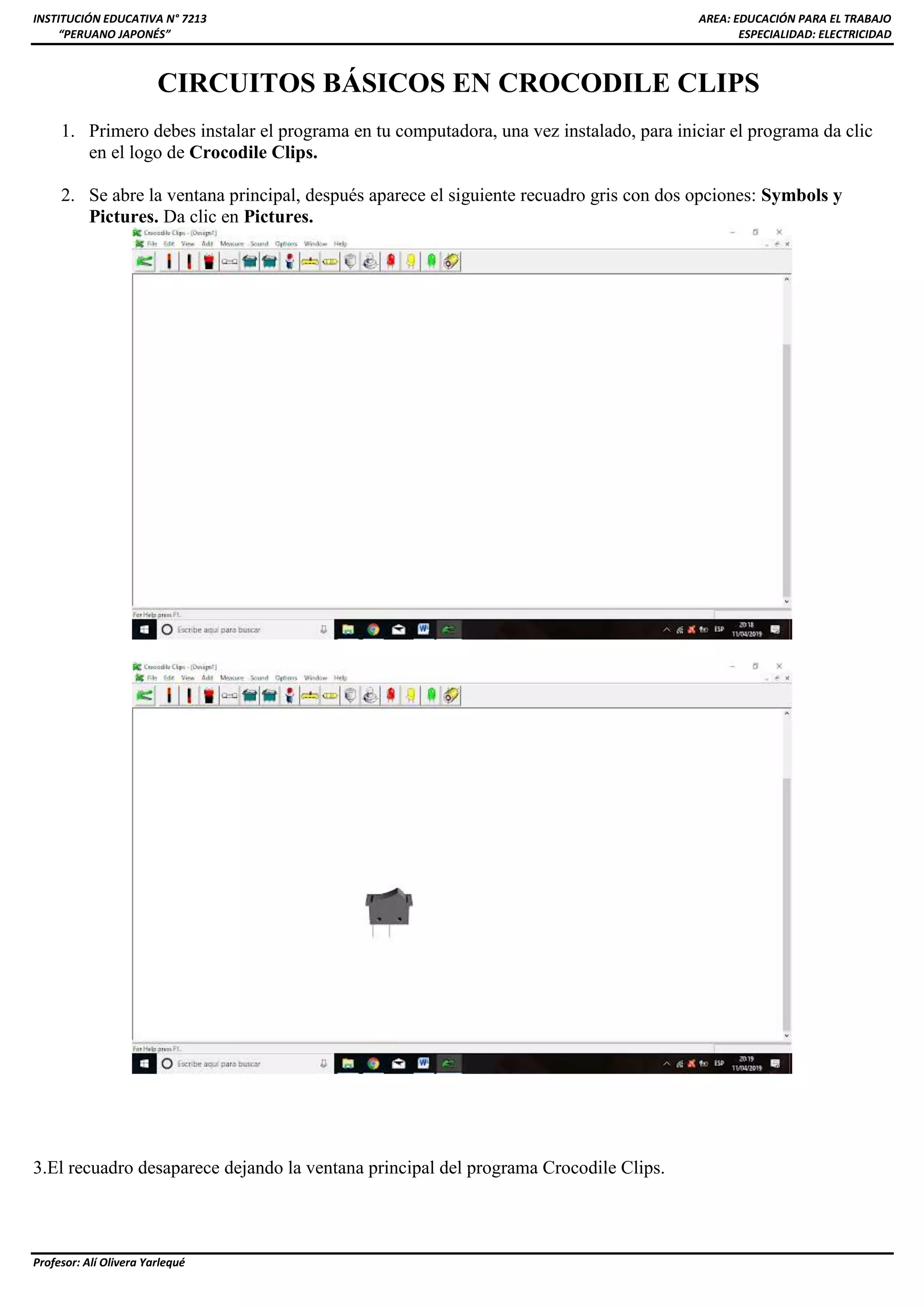 CIRCUITOS BÁSICOS EN CROCODILE CLIPS AULA DE INNOVACION 2022.docx