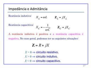 Circuitos Elétricos I. Excitação Senoidal, fasores, impedância e ...