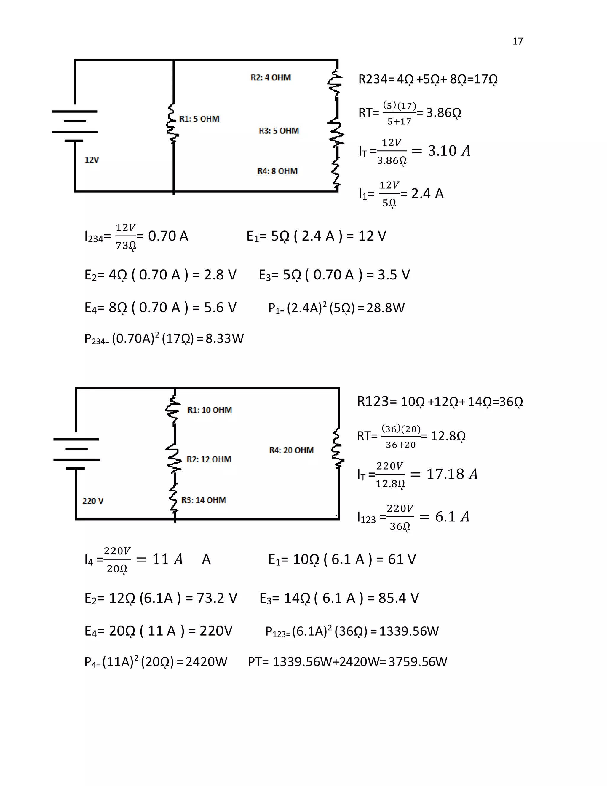 Circuitos ELECTRICOS EJEMPLOS TAREA ELECTRICIDAD Y MAGNETISMO | DOCX