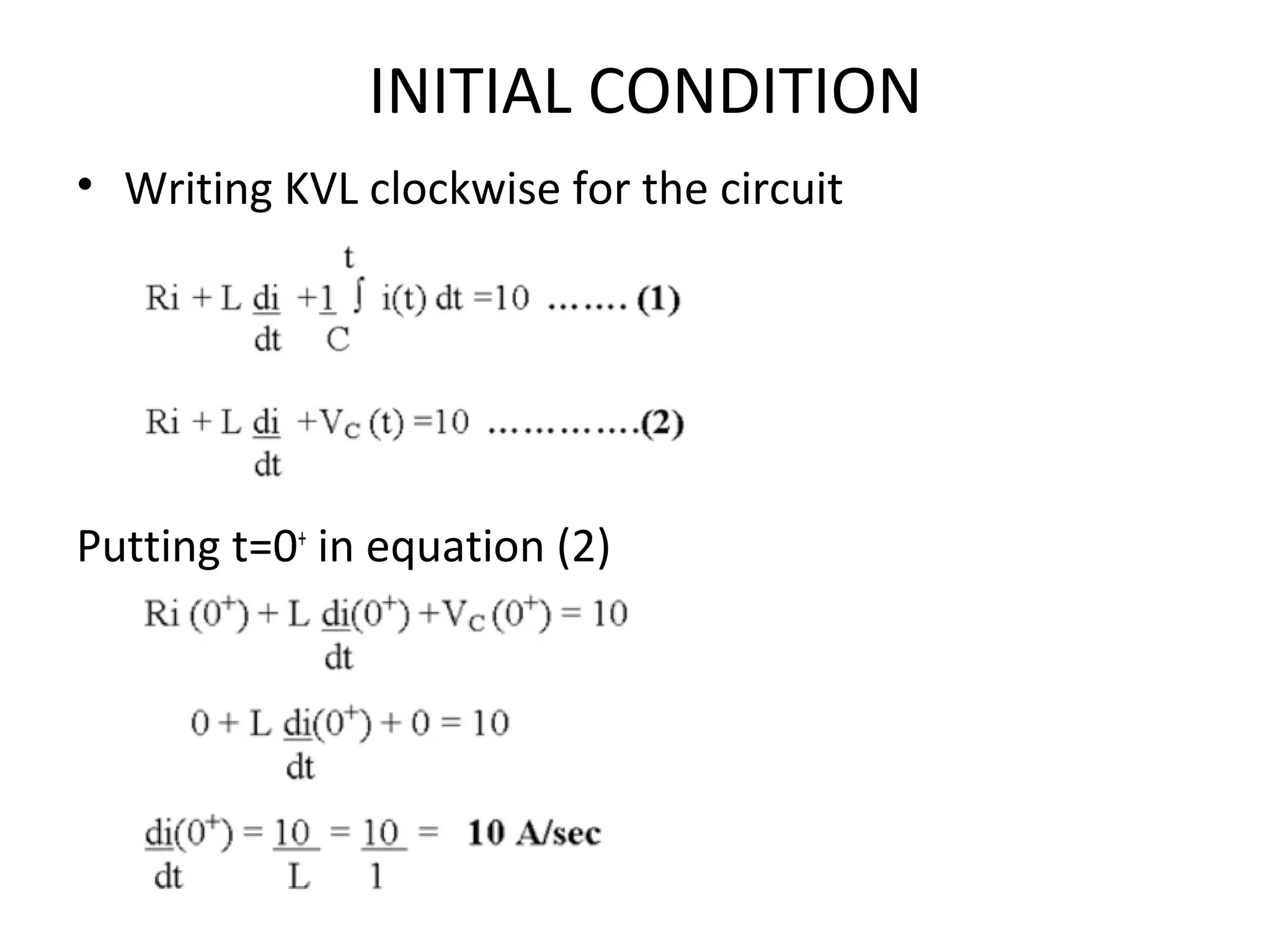 Initial Conditions of Resistor, Inductor & Capacitor | PPT