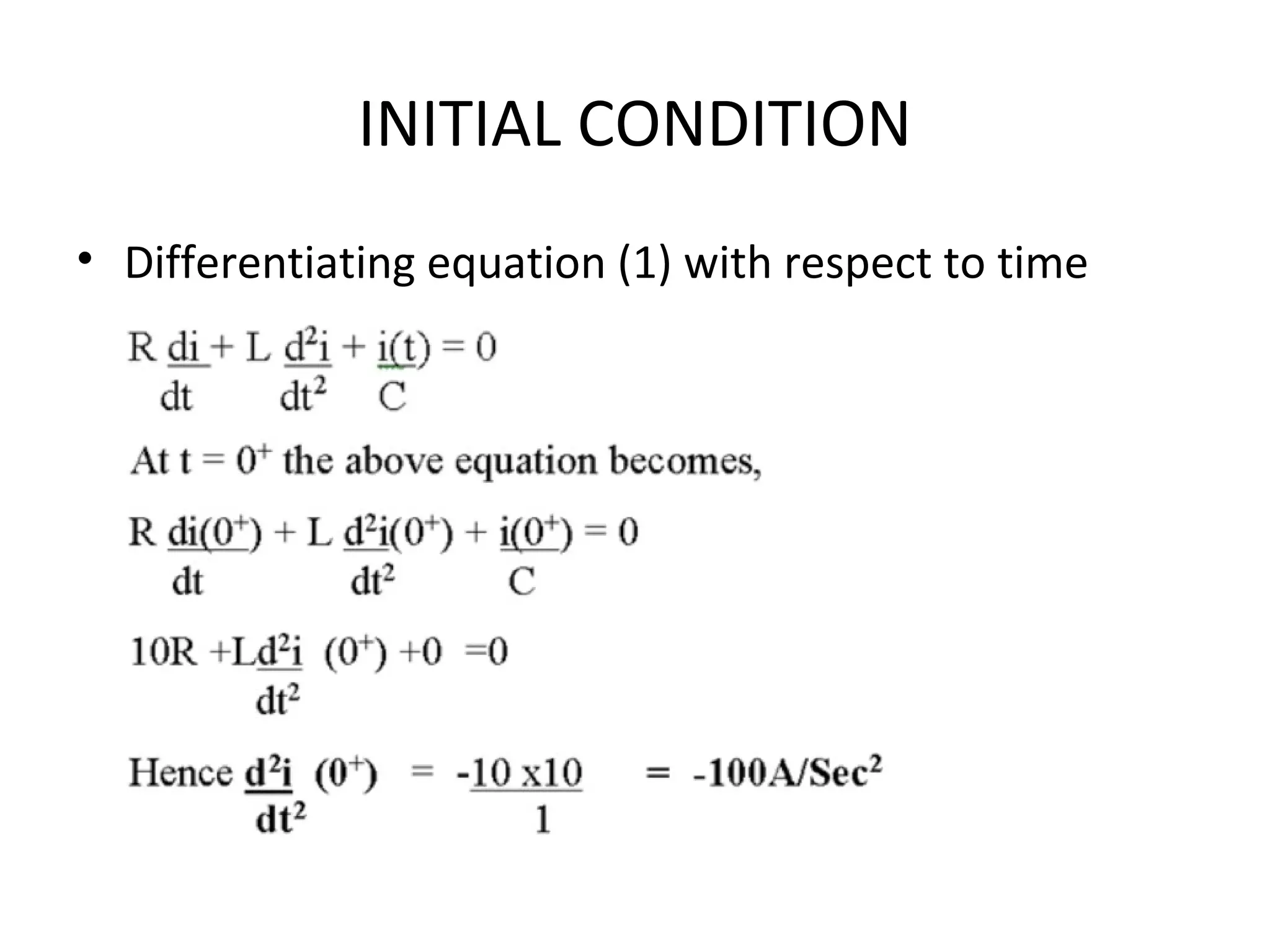 Initial Conditions of Resistor, Inductor & Capacitor | PPT