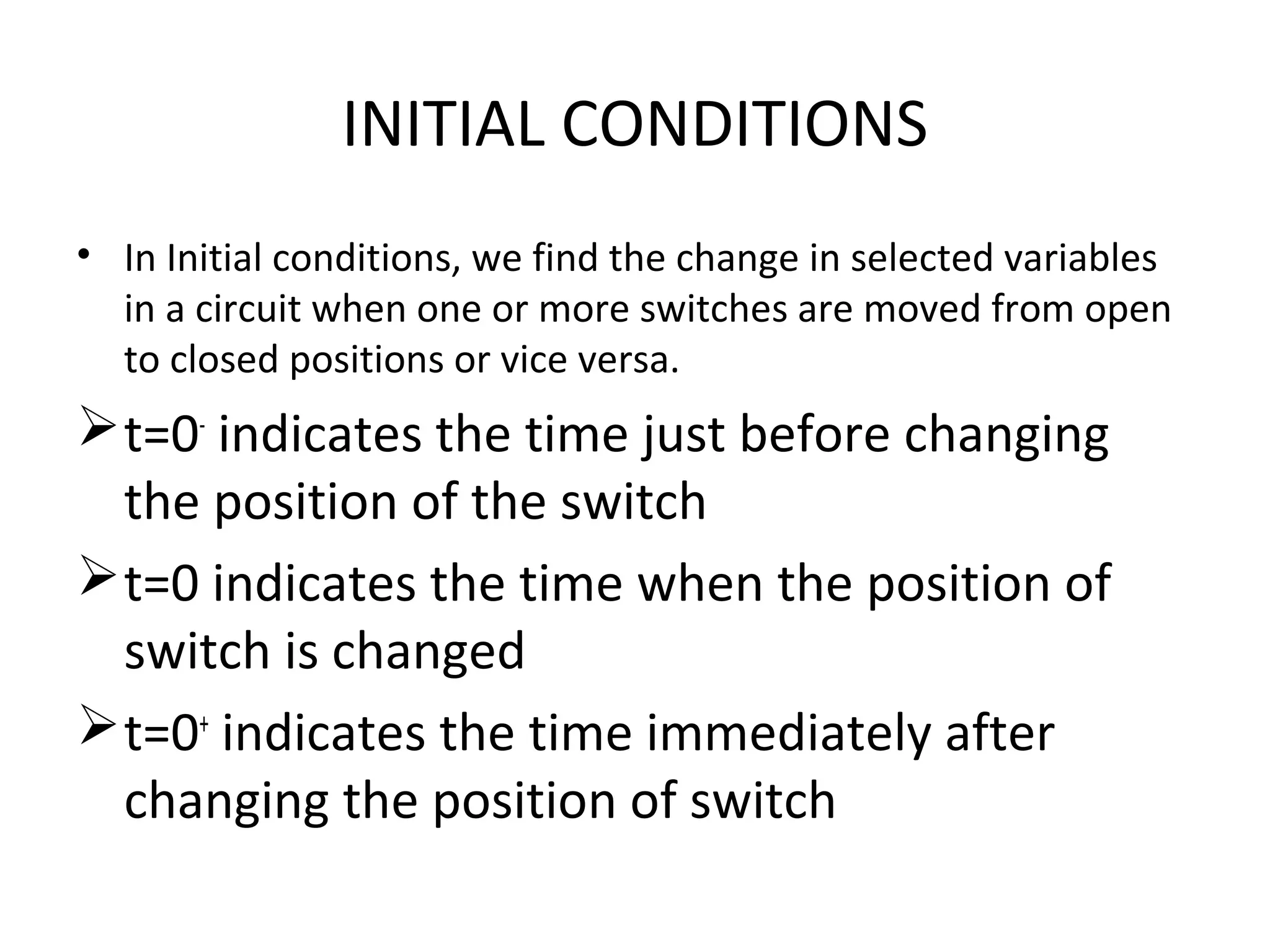 Initial Conditions of Resistor, Inductor & Capacitor | PPT