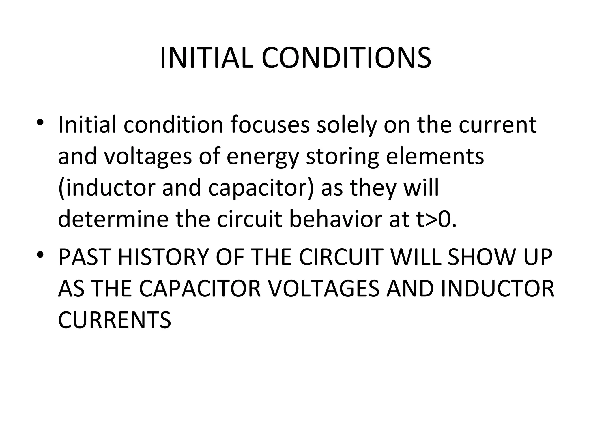 Initial Conditions of Resistor, Inductor & Capacitor | PPT