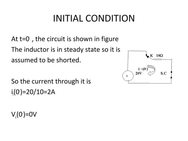 Initial Conditions of Resistor, Inductor & Capacitor | PPT | Physics | Science