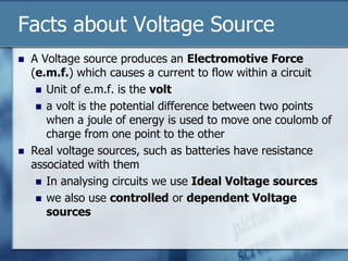 Voltage and Current Source foe Circuits and Networks | PPTX