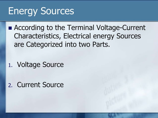 Voltage and Current Source foe Circuits and Networks | PPTX | Physics ...