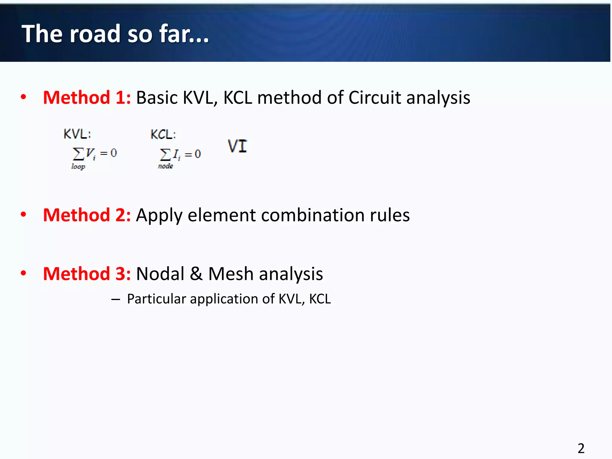 Circuit theory 1-c3-analysis methods | PDF