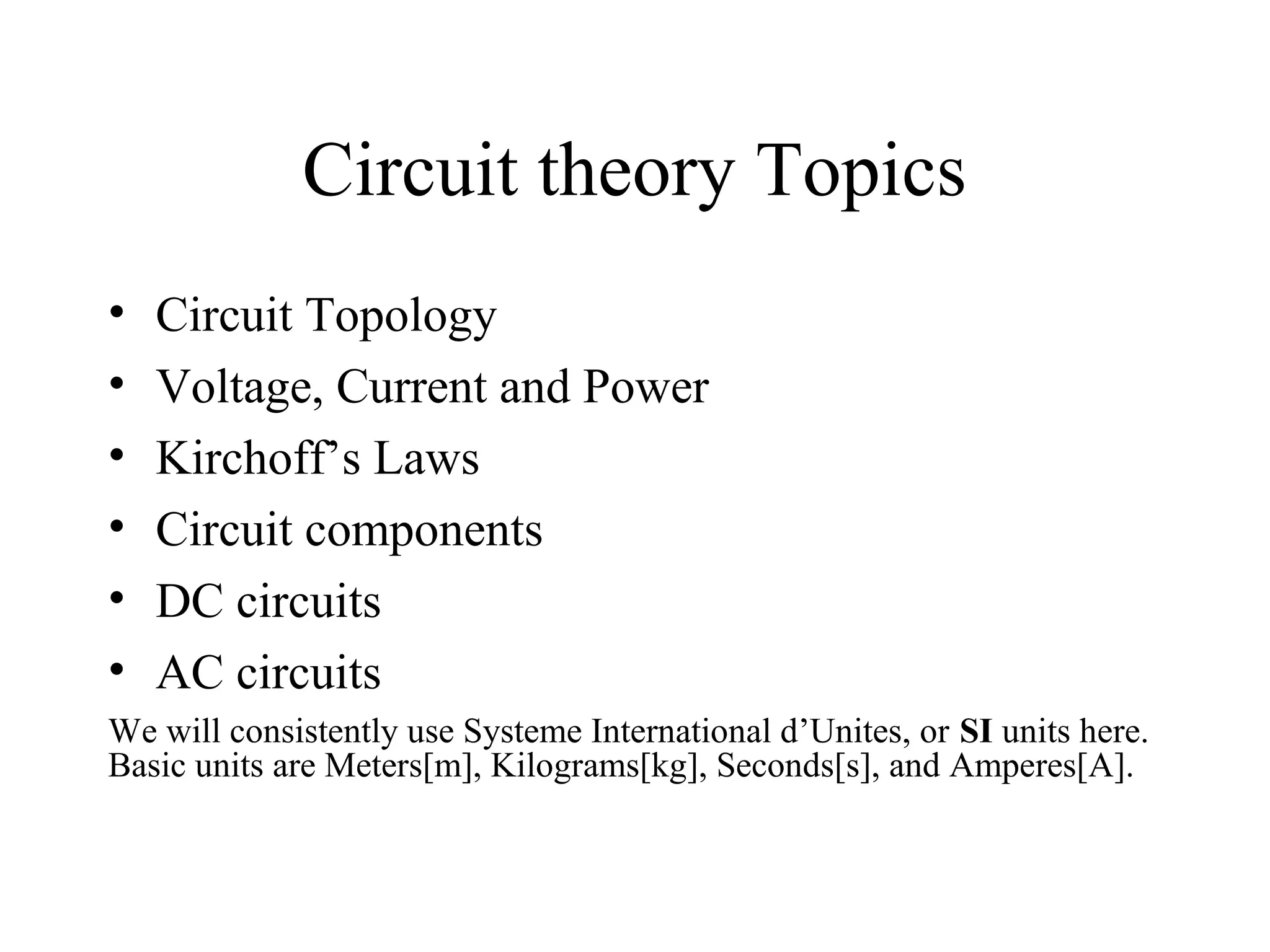 Circuit theory | PPT