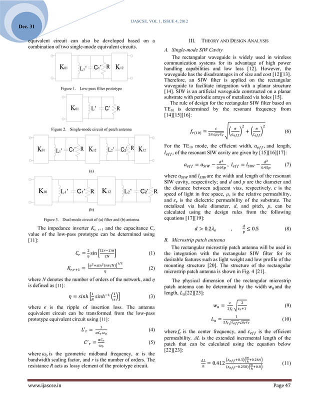 Investigation Of Integrated Rectangular Siw Filter And Rectangular Microstrip Patch Antenna