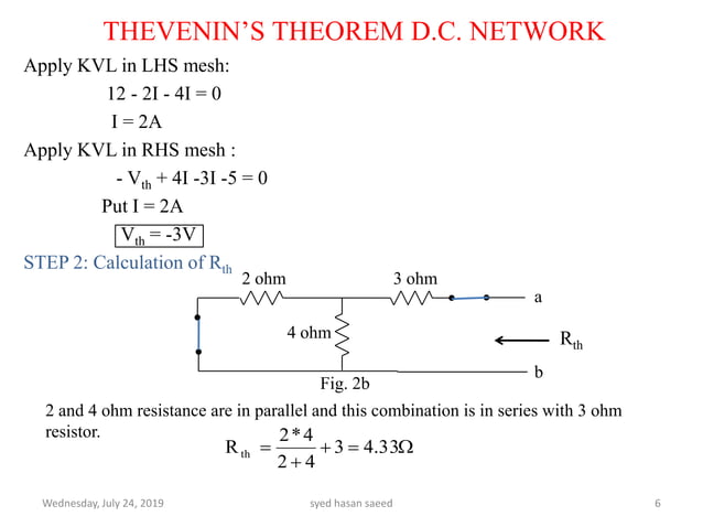 Circuit theory thevenin theorem | PPT
