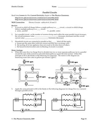 Circuit worksheets | PDF | Physics | Science