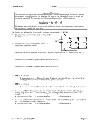 Circuit worksheets | PDF | Physics | Science